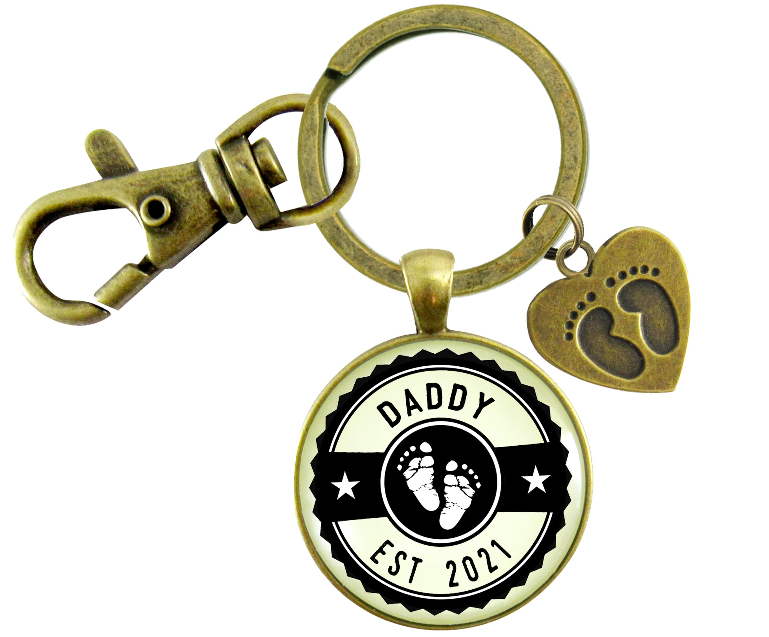 Daddy Established 2021 Gutsy Goodness Bronze Keychain New Dad First ...