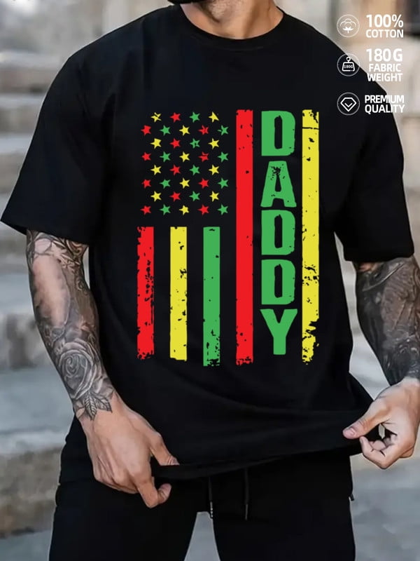 Daddy Flag Tee men's black 180G 100% Cotton Unique designs, summer ...