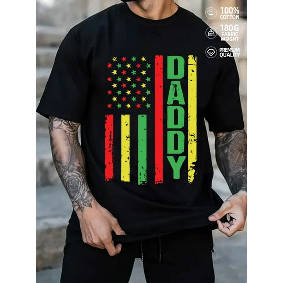 Daddy Flag Tee men's black 180G 100% Cotton Unique designs, summer ...