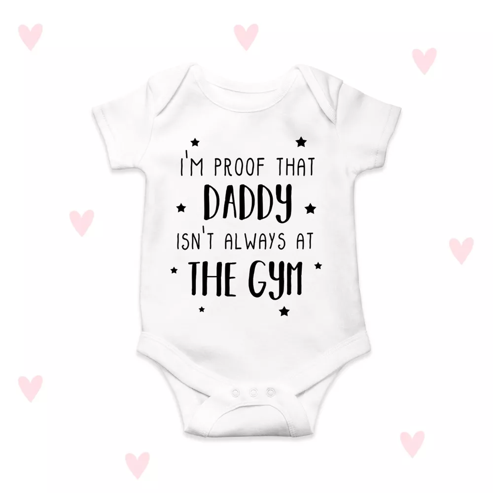 Daddy Gym Baby Grow Boys Girls Sports Exercise Funny Bodybuilder Dad ...