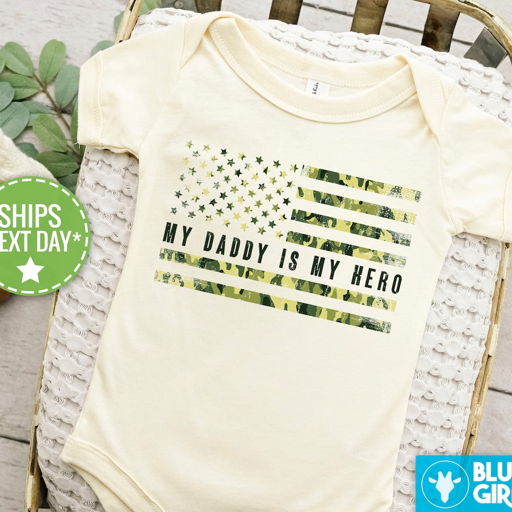 My Daddy Is My Hero Onesie, Military Dad Bodysuit, Cute Father'S Day Onesie, American Flag ...