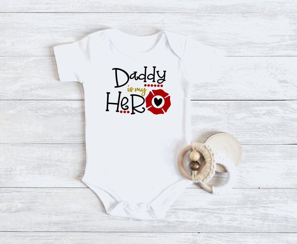 Daddy Is My Hero Bodysuit - Firefighter Pregnancy Announcement ...