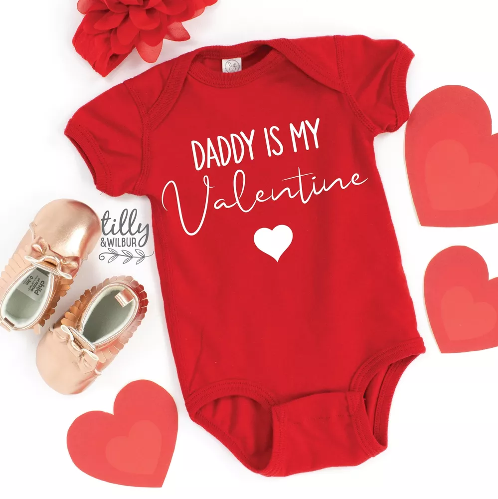 Daddy Is My Valentine Baby Bodysuit, First Valentine'S Day , Valentine ...