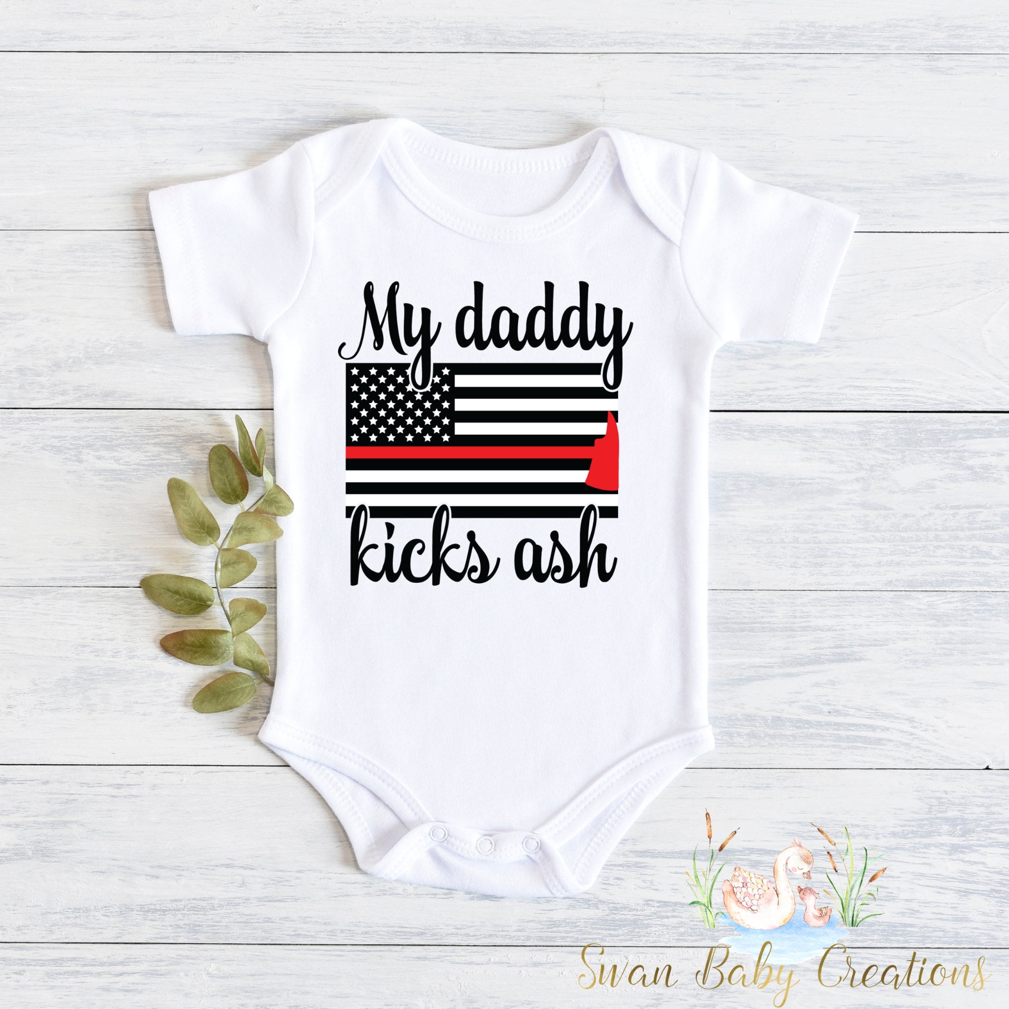 My Daddy Kicks Ash T-Shirt, Kids Fire Fighter Tee, Red Line Tee ...