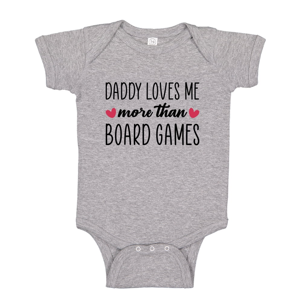 Daddy Loves Me More Than Board Games Baby Bodysuit One Piece NB Athletic Heather - Walmart.com