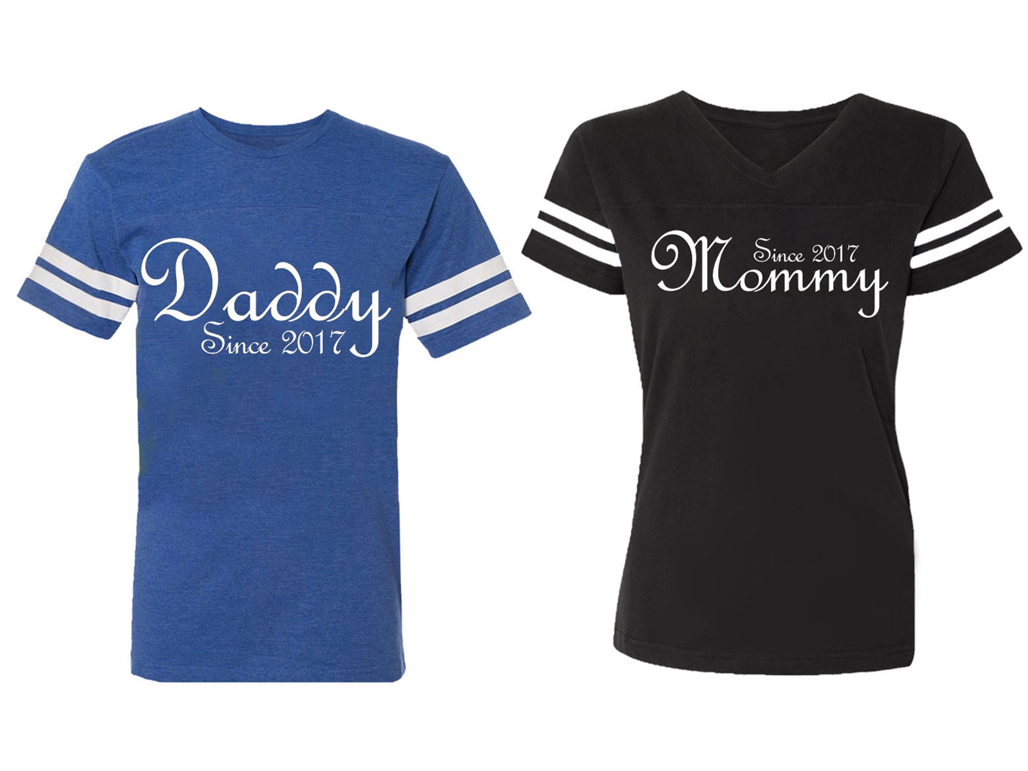 Daddy Mommy Since 2017 Matching Couple Cotton Jerseys (Men Royal ...