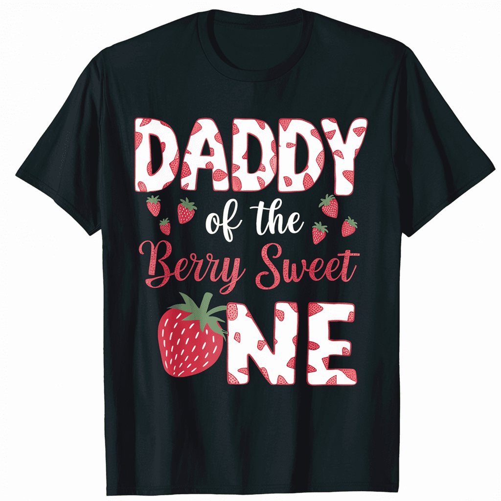 Daddy Of The Berry Sweet One Strawberry First Birthday T-Shirt ...