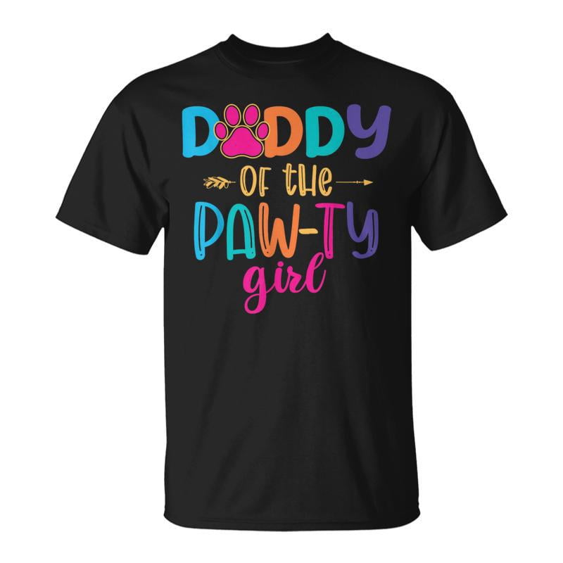 Daddy Of The Birthday Girl Dog Paw Family Matching Party TShirt ...