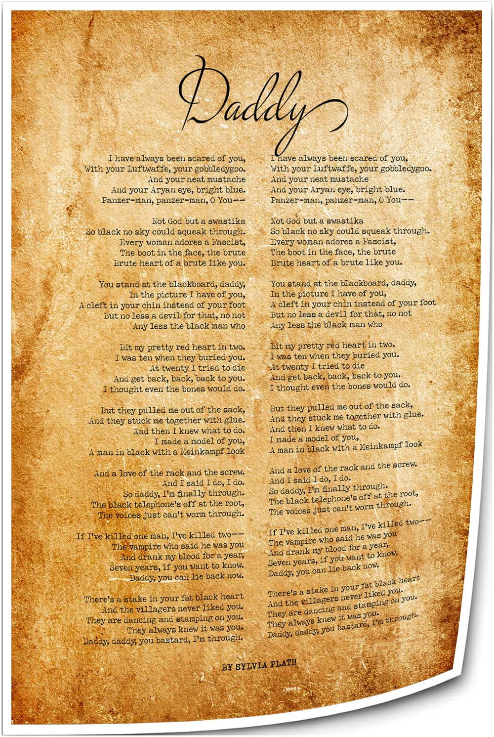 Daddy Poem Wall Decor Sylvia Plath Quotes Wall Art Poetry Poster Prints ...