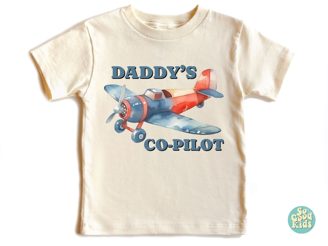 Daddy'S Co-Pilot Toddler Shirt, Airplane Future Pilot Kids Shirt ...