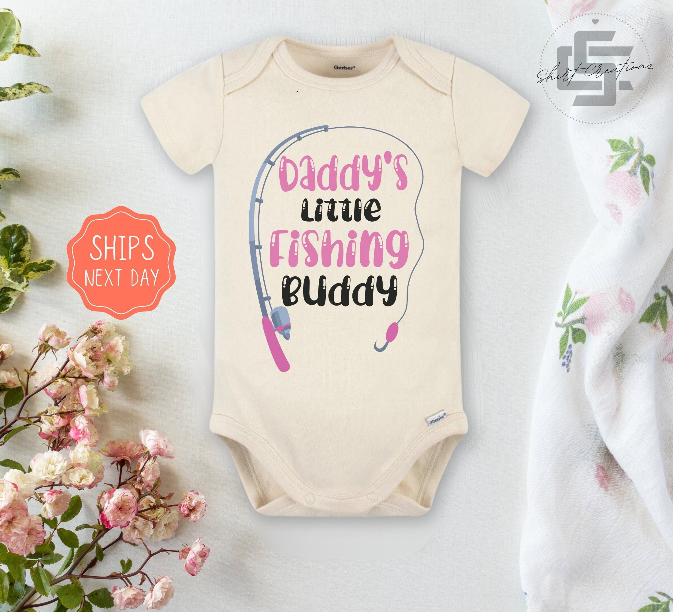 Daddy'S Fishing Buddy Baby Girl Onesie Fishing Baby Girl Onesie, Cute ...