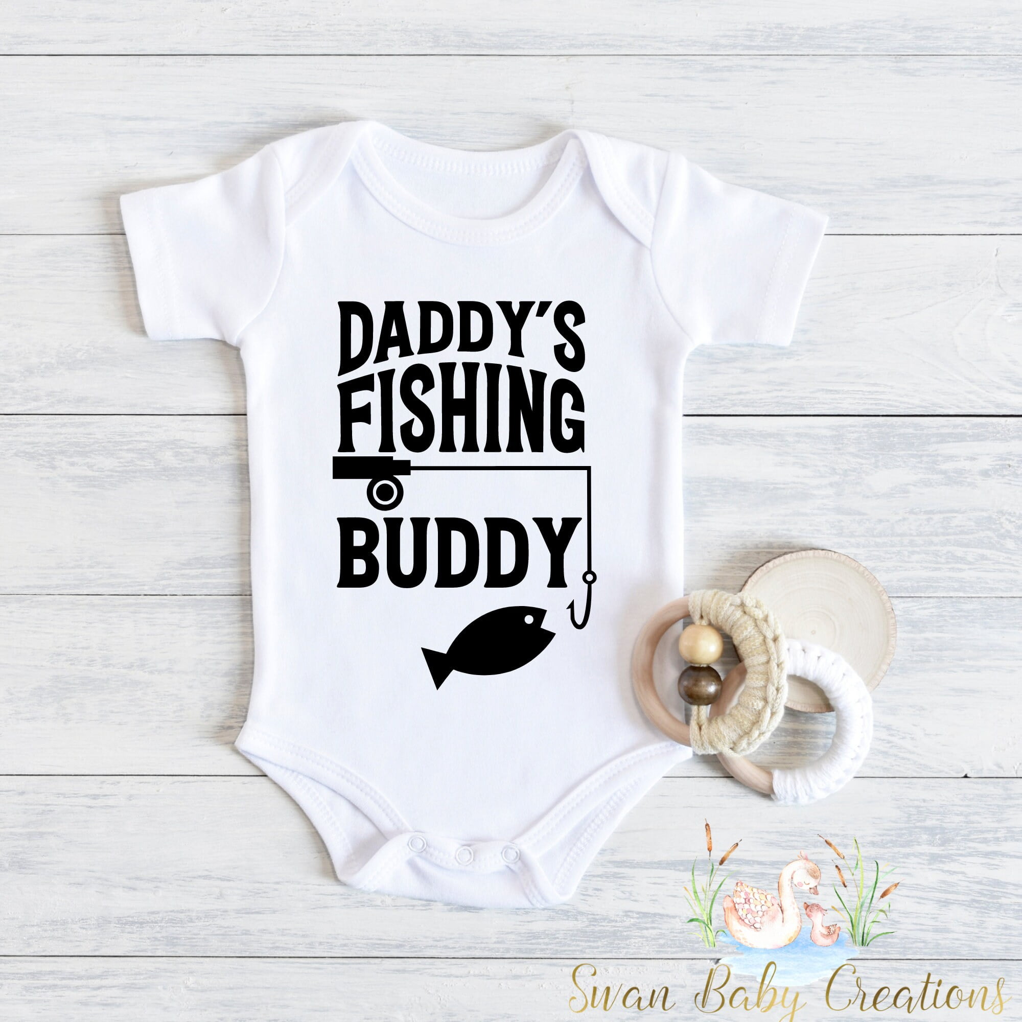 Daddy'S Fishing Buddy , New Dad Baby Shirt, Pack My Diapers I'M Going Fishing With Daddy Baby ...