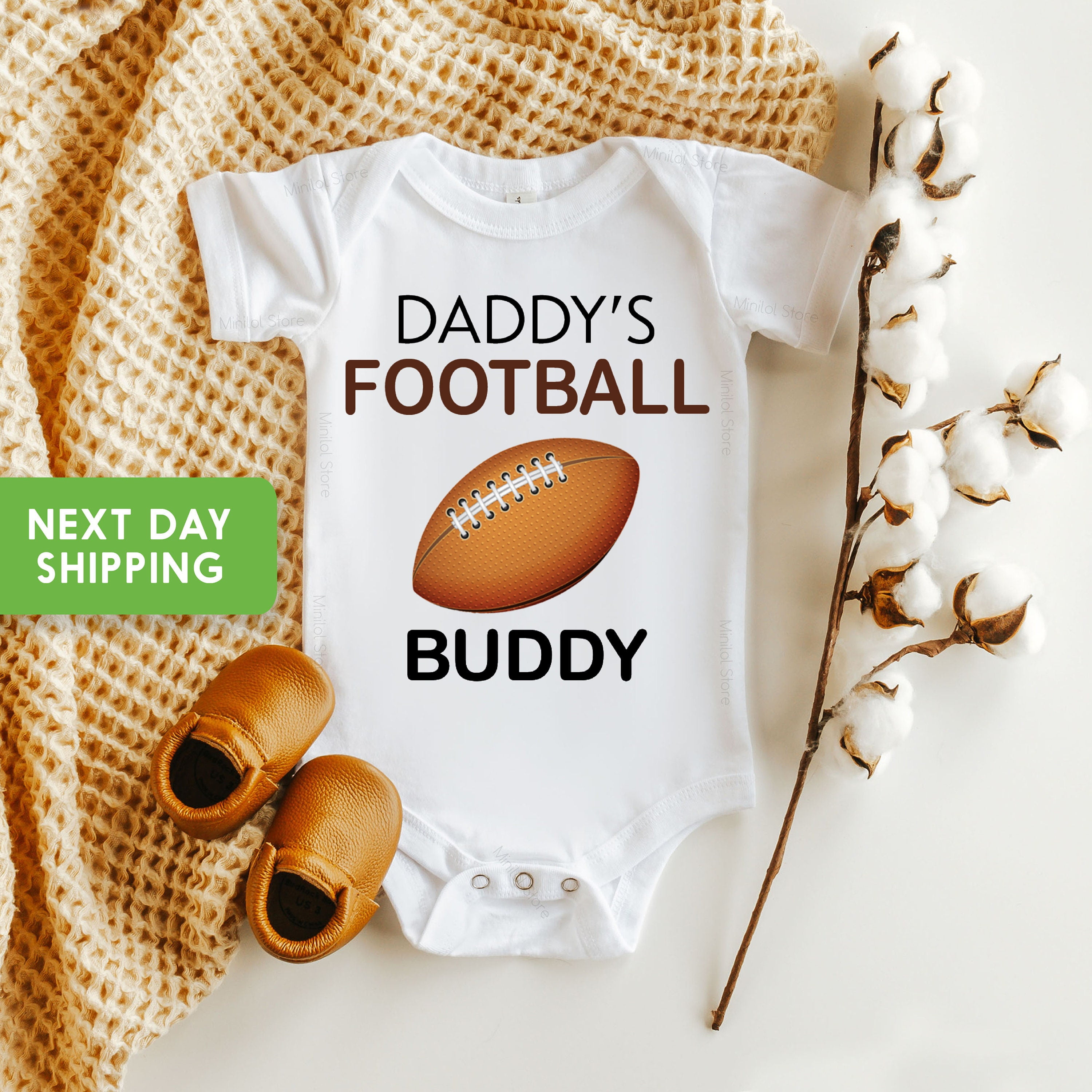Daddy'S Football Buddy Onesie Funny Baby Bodysuit, Sports Baby Gift ...