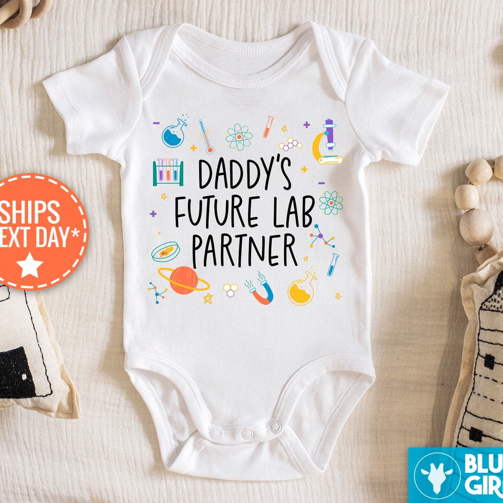 Daddy'S Future Lab Partner Onesies, Baby Shower Gifts, Cute Science ...