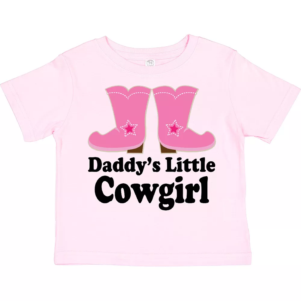 Daddy'S Little Cowgirl Toddler T-Shirt Boots Pink Cowboy Western Cute Baby Clothing, Cute Baby ...