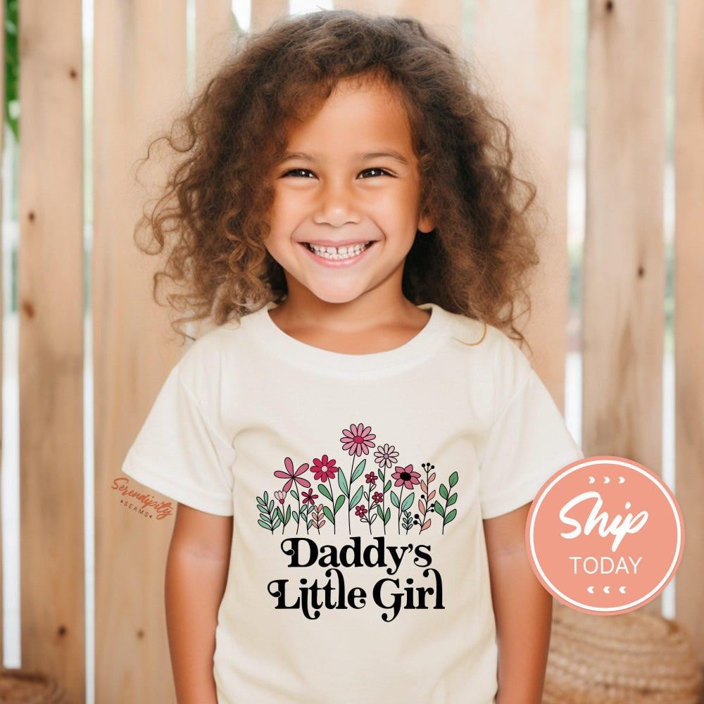 Daddy'S Little Girl Toddler Shirt, Cute Kids Clothes, Daddy Daughter Shirt Love, Floral Design ...