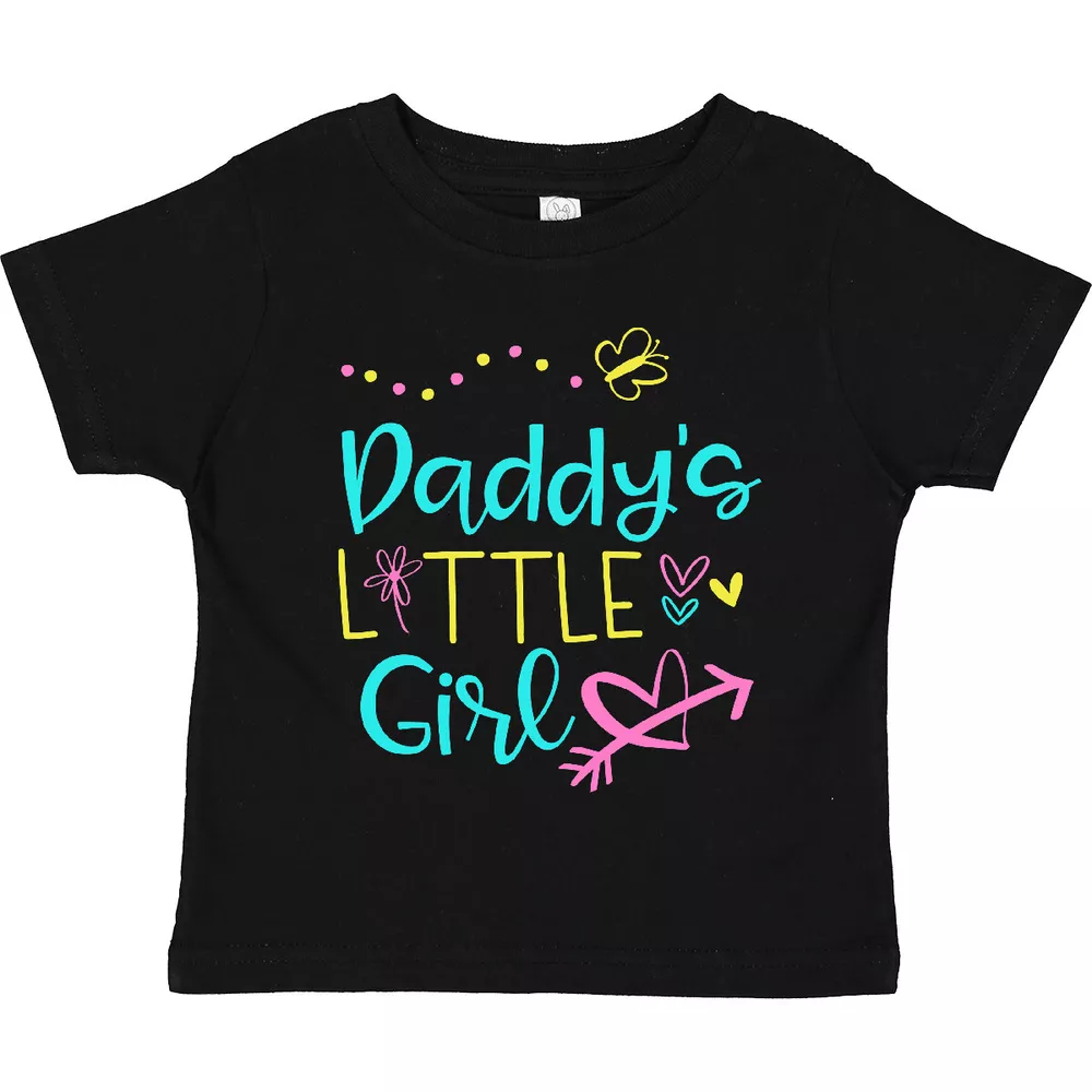 Daddy'S Little Girl With Hearts Flower And Butterfly Toddler T-Shirt Baby Clothing, Cute Baby ...