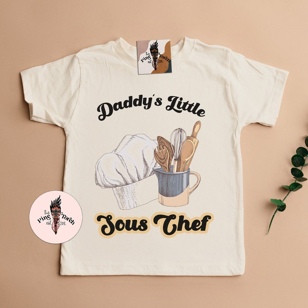 Daddy'S Little Sous Chef Kids Tee, Baby Cook Chef Shirt, Little Sous ...