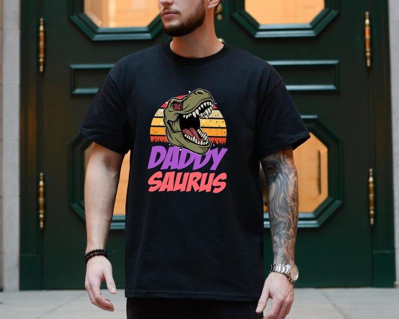 Daddy Saurus SVG, Vintage Retro Dinosaur PNG, Father's Day Digital ...