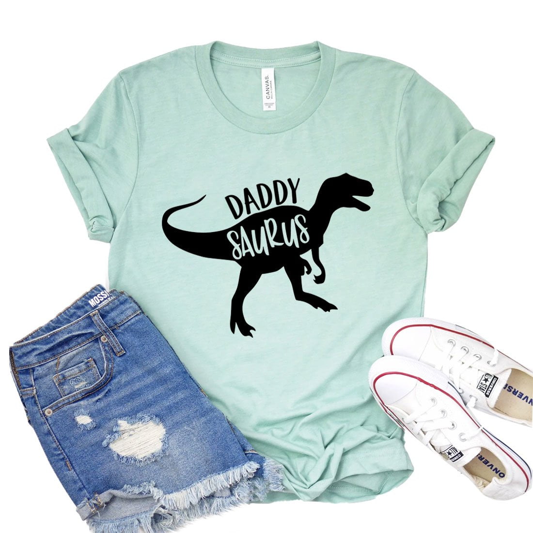 Daddy Saurus Shirt New Dad Gift Father's Day T-shirt Papa Tee Family ...