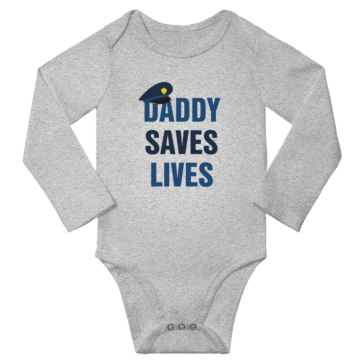 Daddy Saves Lives Police Officer Cop Dad Father Cute Baby Long Sleeve ...