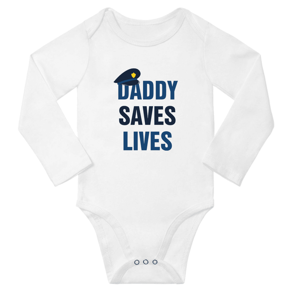 Daddy Saves Lives Police Officer Cop Dad Father Cute Baby Long Sleeve ...