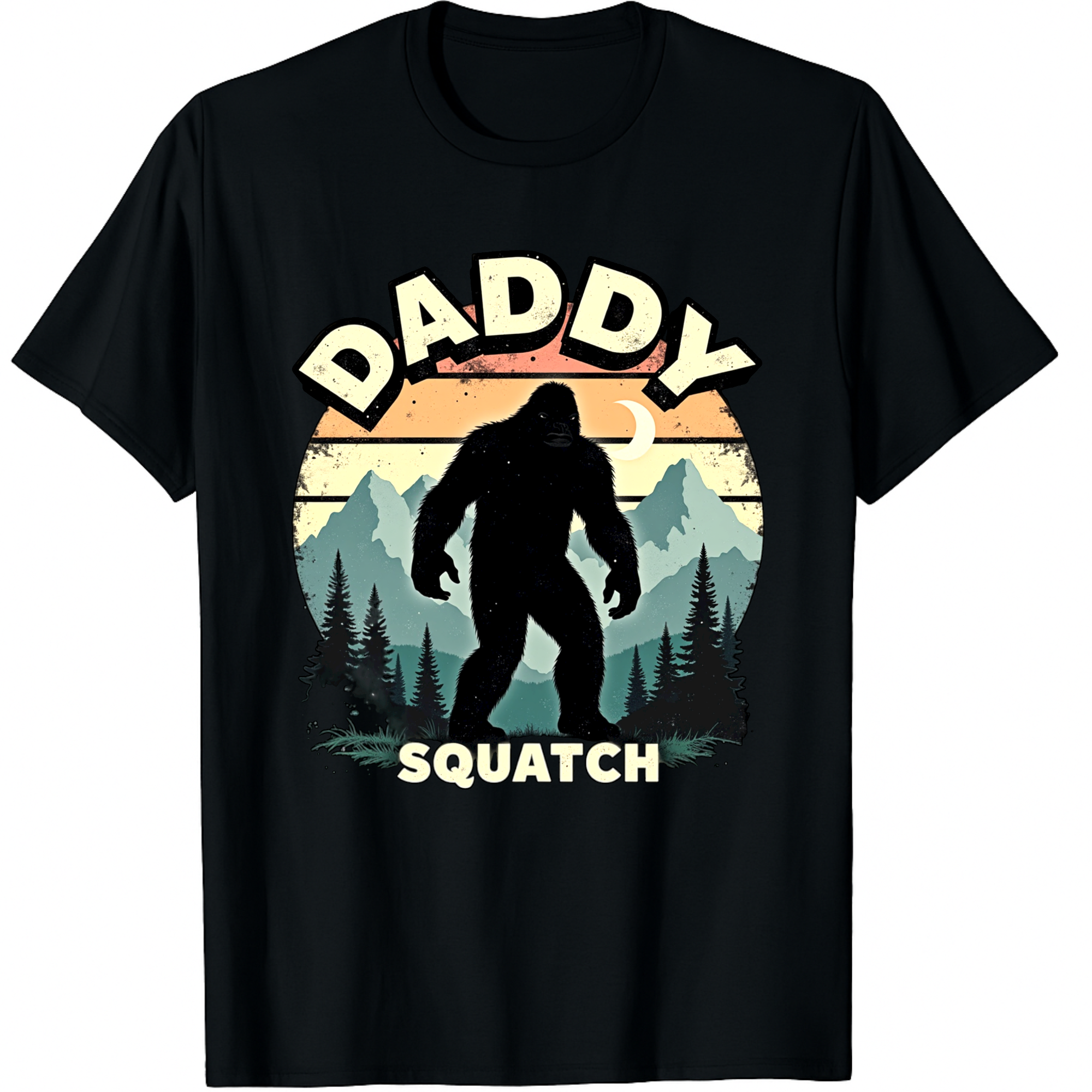 Daddy Squatch Bigfoot Dad Sasquatch Yeti Family Matching Graphic Black ...