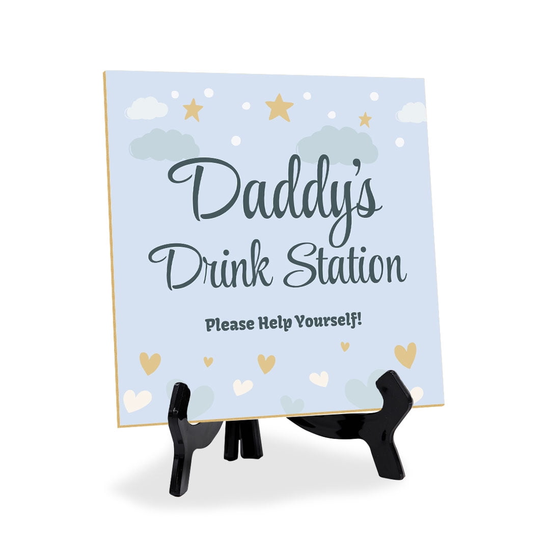 Daddy's Drink Station Please Help Yourself! 5"x 5" Square Table Sign ...