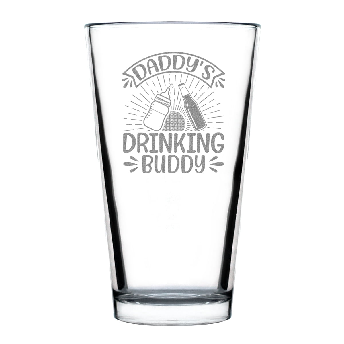 Daddy's Drinking Buddy Engraved Pint Glass, Funny Baby Bottle and Beer ...