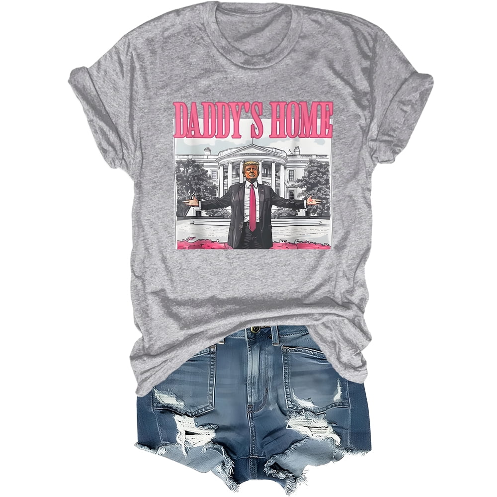 Daddy's Home Trump Pink 2024 T-Shirt, Daddy's Home Trump Pink 2024 ...