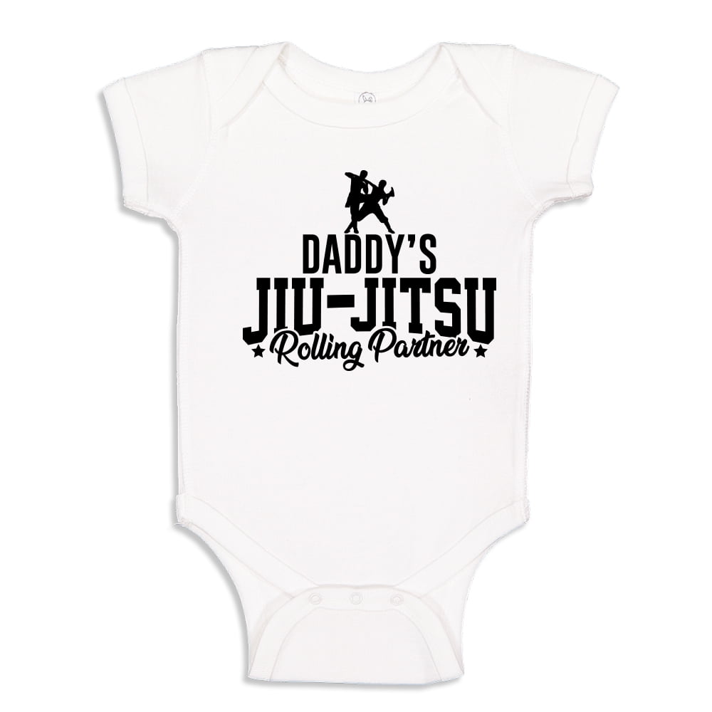 Daddy's Jiu-Jitsu Rolling Partner Baby Bodysuit One Piece NB White ...
