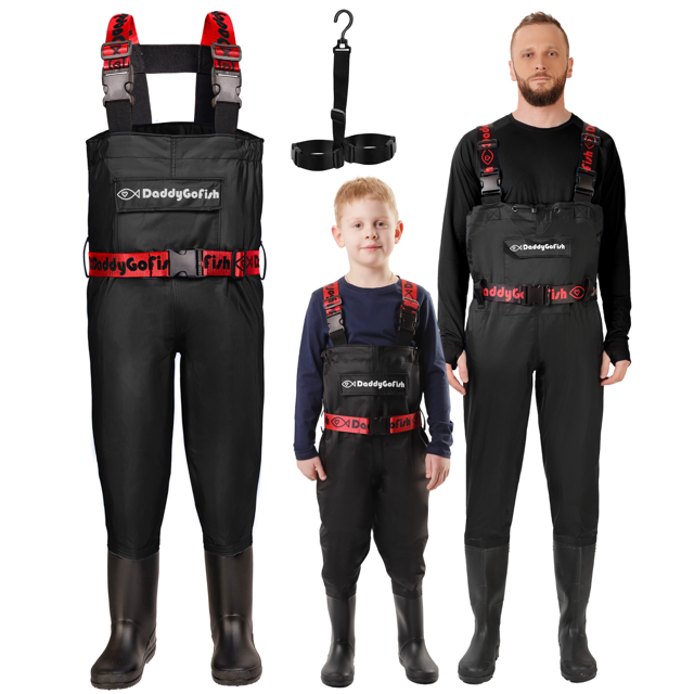DaddyGoFish Neoprene Boots Youth Water-Resistant Chest Waders for Kids ...