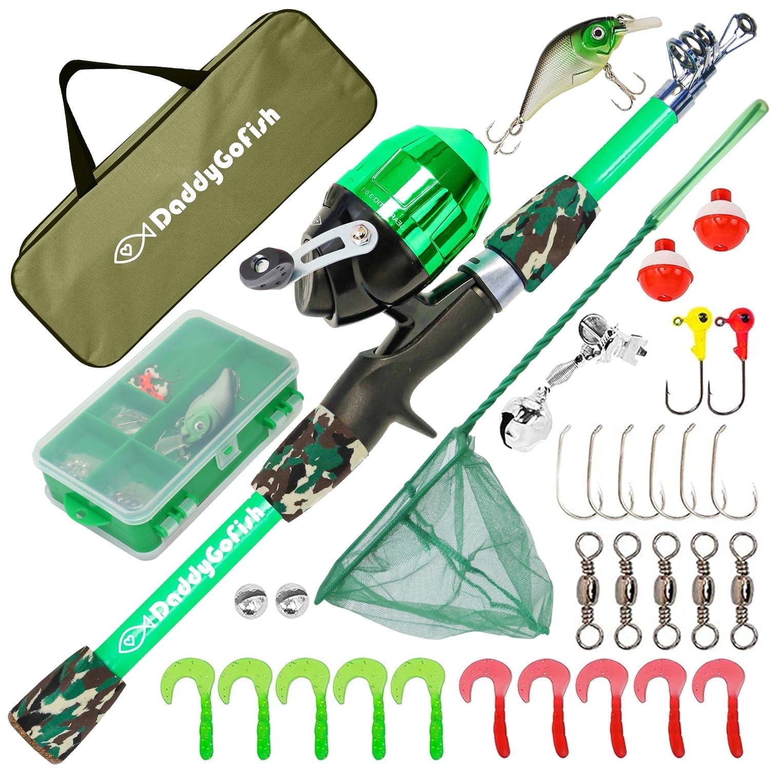 DaddyGoFish Kids Fishing Pole - Rod Reel Combo Tackle Box Starter Set ...
