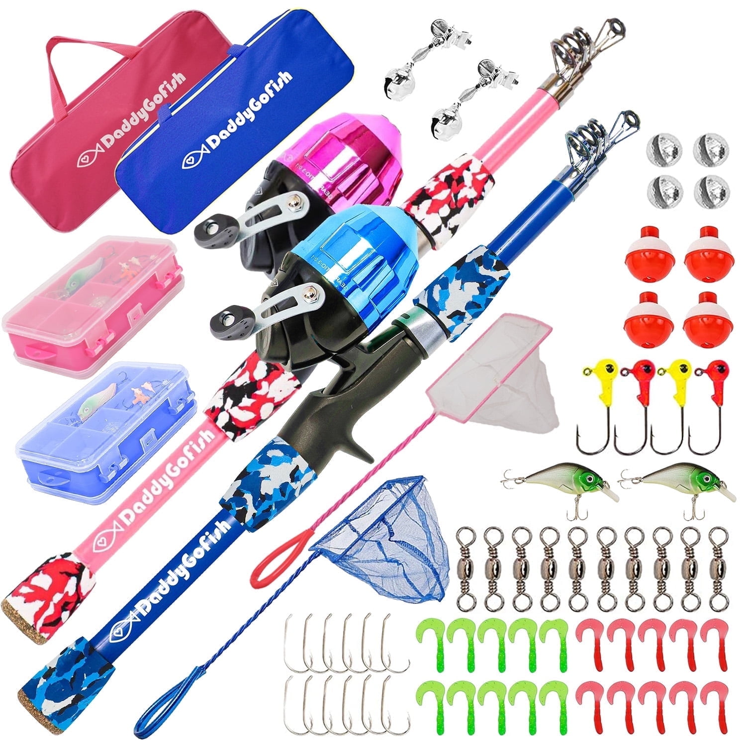 DaddyGoFish Kids Fishing Pole - Rod Reel Combo Tackle Box Starter Set ...