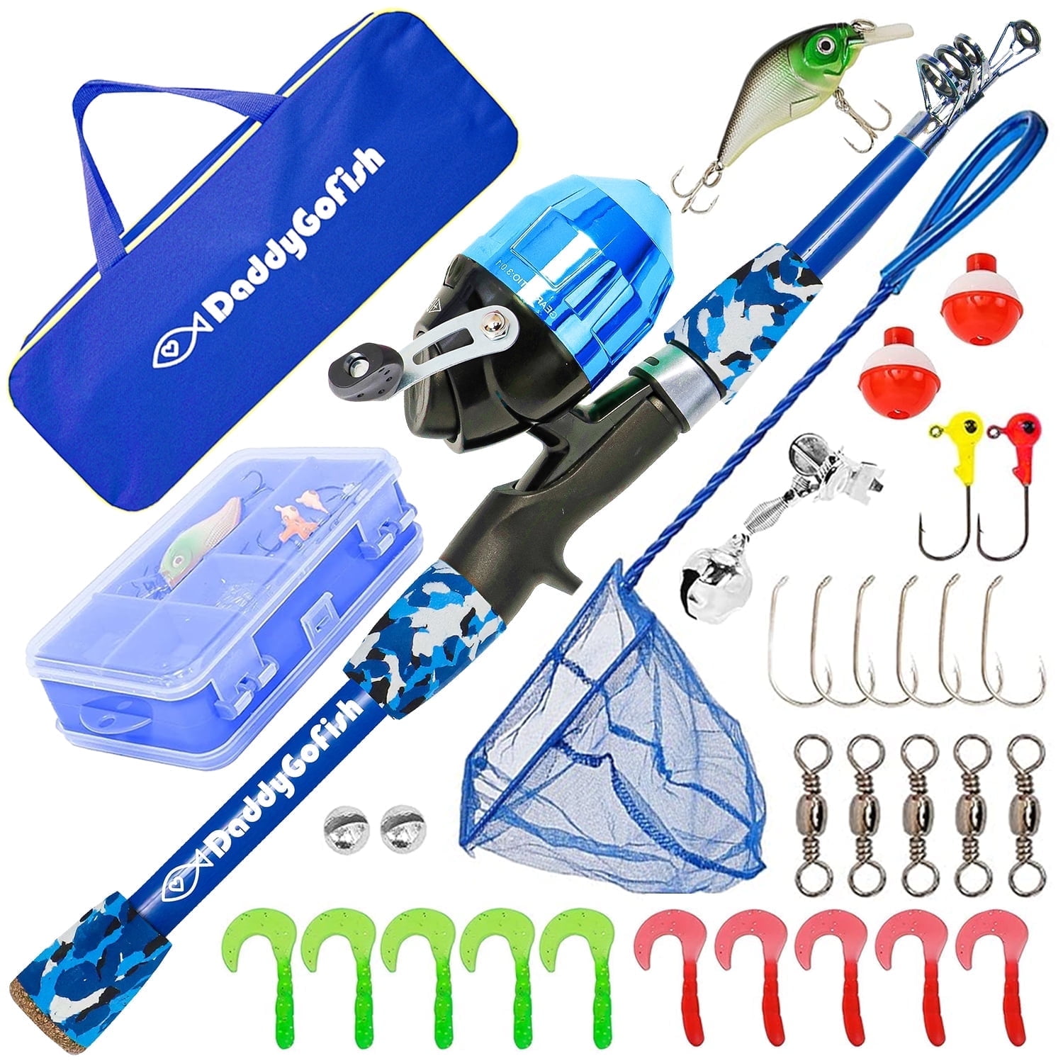 DaddyGoFish Kids Fishing Pole - Rod Reel Combo Tackle Box Starter Set ...