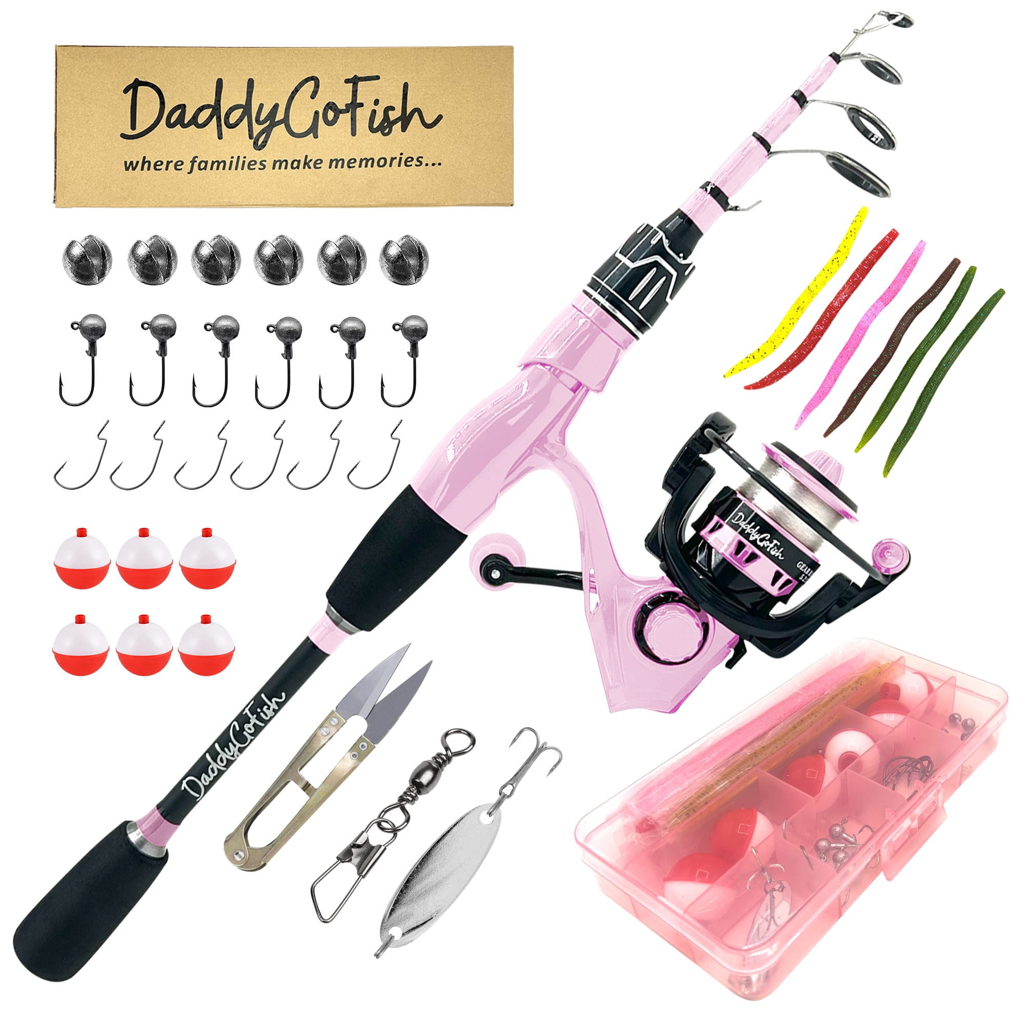 DaddyGoFish Spinning Fishing Rod and Reel Combo Set with Tackle Box ...