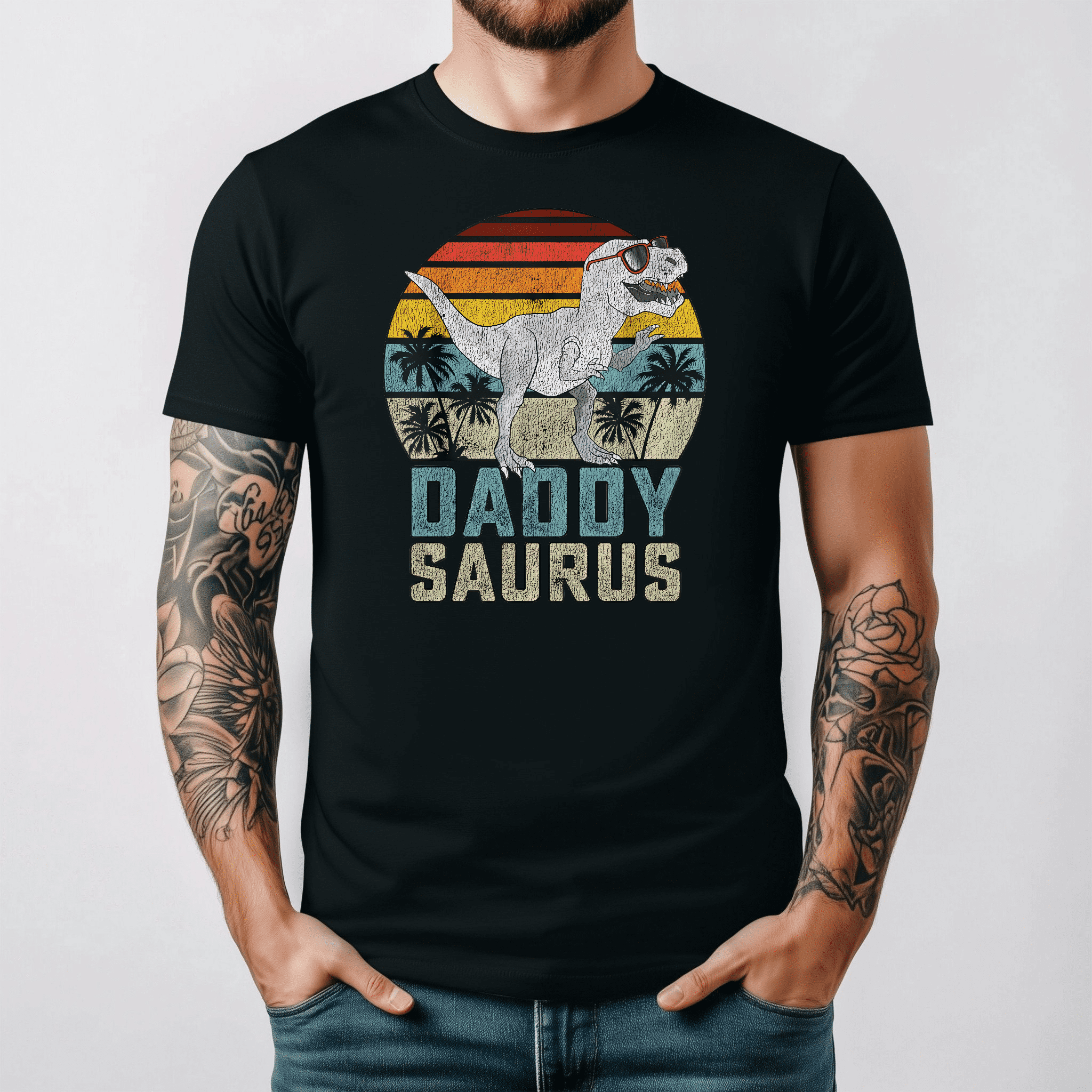 Daddysaurus T-Rex Dinosaur Daddy Family Fun Graphic Tee V17535,for ...