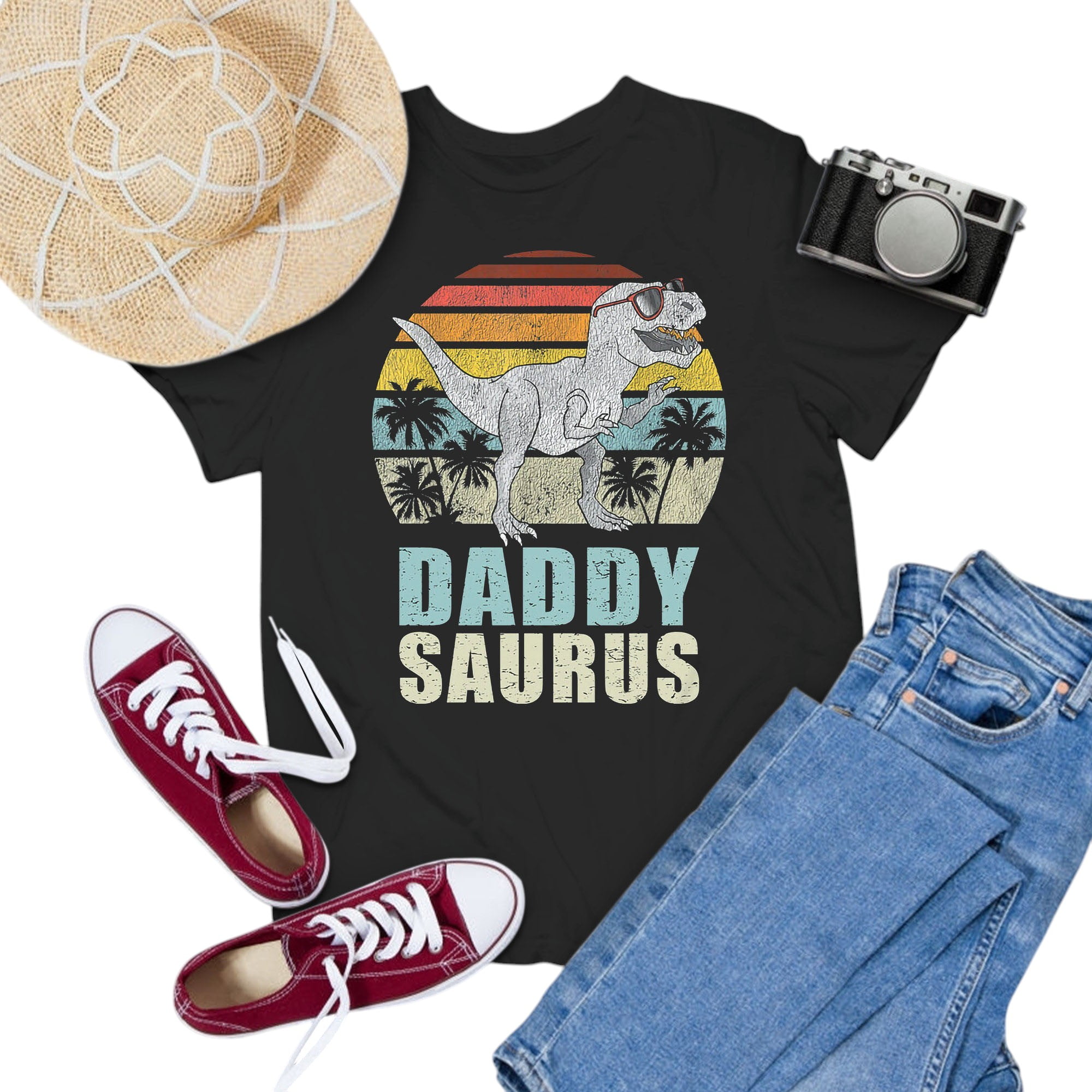 Daddysaurus T-Rex Dinosaur Daddy Saurus Vintage Unisex Classic 2D T ...