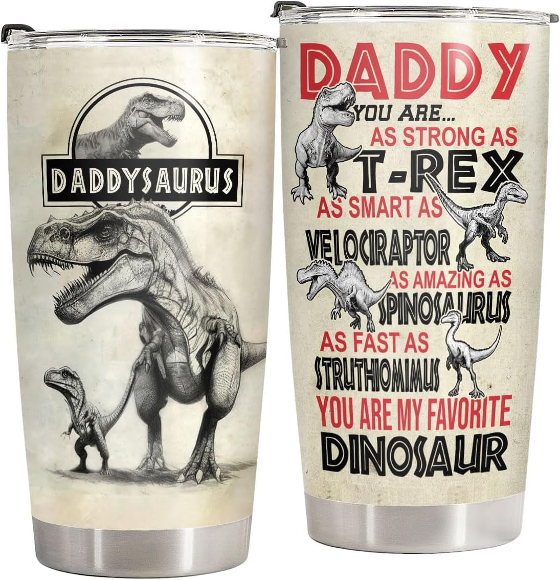 Daddysaurus Tumbler with Lid 20oz Stainless Steel, Dad Tumbler Cup ...