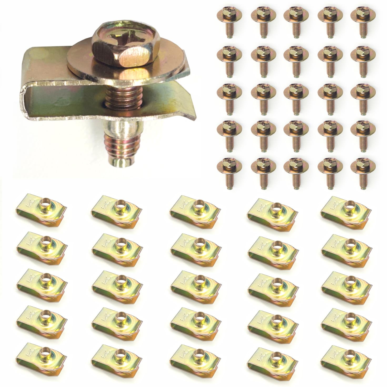 Dade 25 Sets M6 SSF20 Automotive U-Nut Clips, Bolts and Screws Clips ...