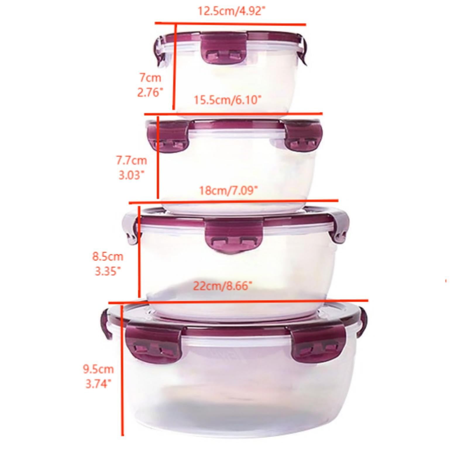 Dademeo Food Storage Plastic Bowls with Lids 4 Piece Set, Kitchen ...