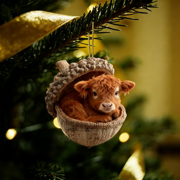 Dadiaei 3.15in Forest Christmas Ornaments Acrylic Animal Acorn Hanging ...