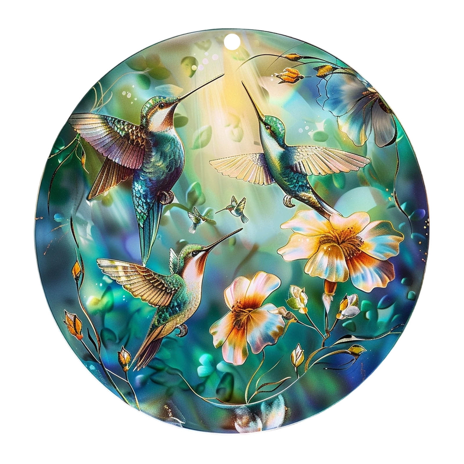 Dadiaei 5.9" Hummingbird Stained Glass Suncatcher for Window Garden ...