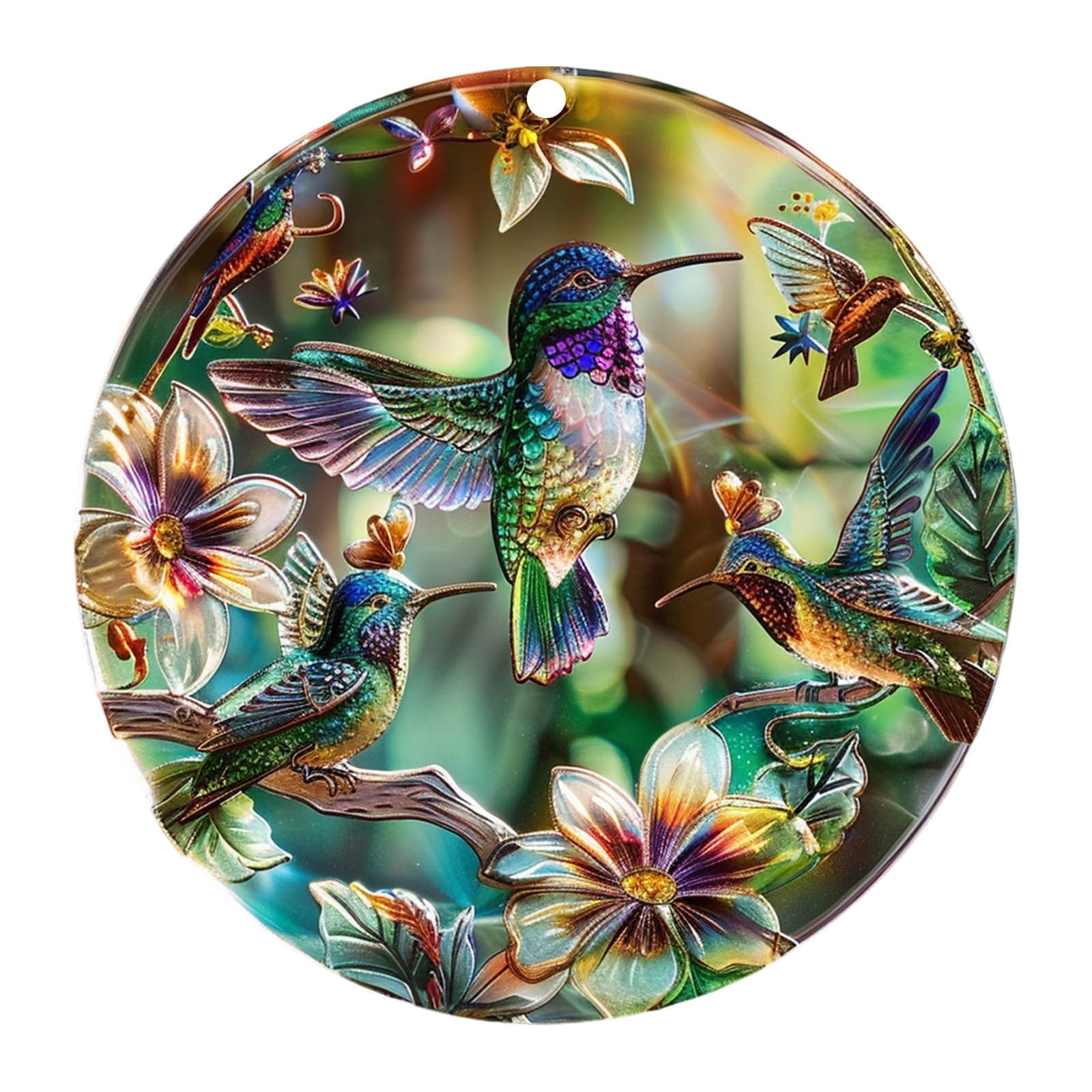 Dadiaei 5.9" Hummingbird Stained Glass Suncatcher for Window Garden ...