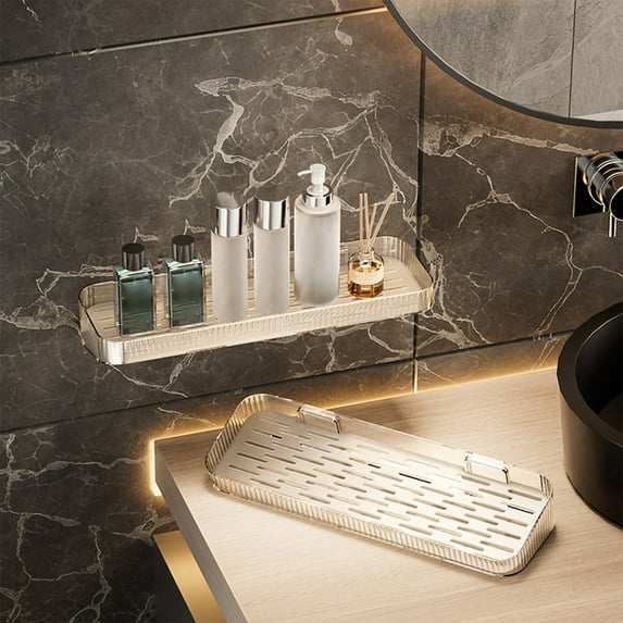 Dadiaei Bathroom Bathroom Wall Storage Rack Transparent Punch- Wall ...