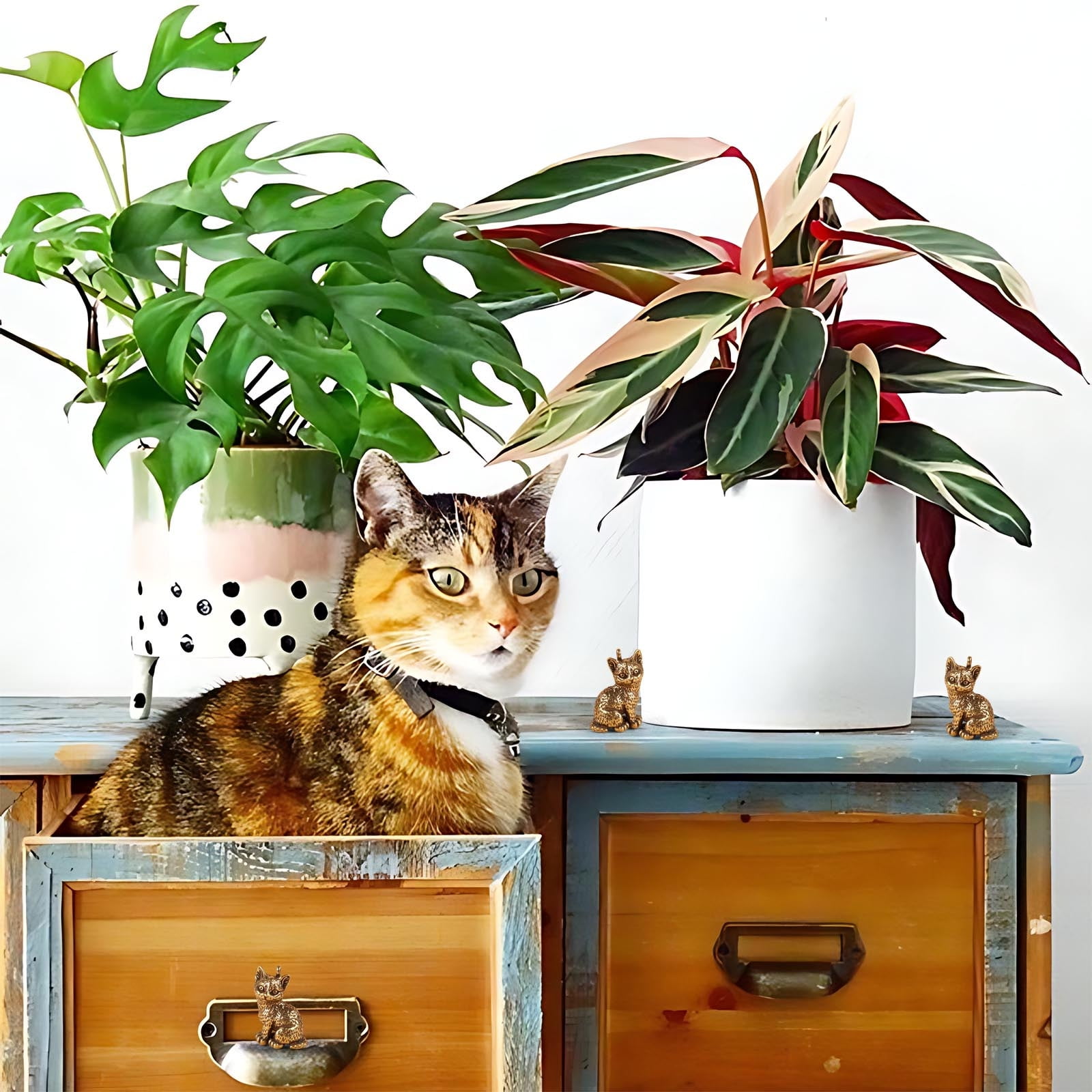 Dadiaei Cat Keychain Brass Pendant for Car Keys, Bag Accessories, Small ...