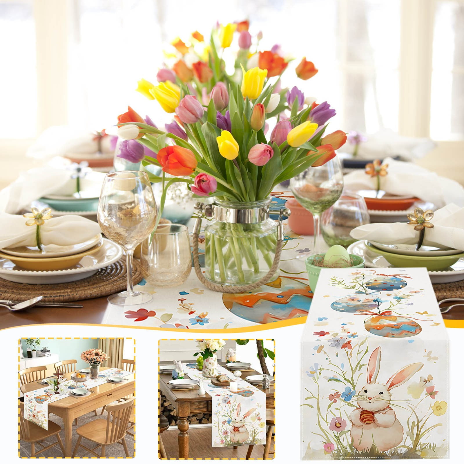 Dadiaei Clearance Easter Bunny Table Flag, Holiday Party Decoration ...