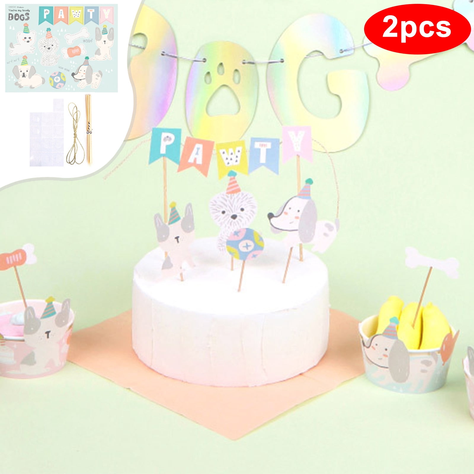 Dadiaei Pet Party Supplies Dogs Birthday Cake Decorated With Colorful ...