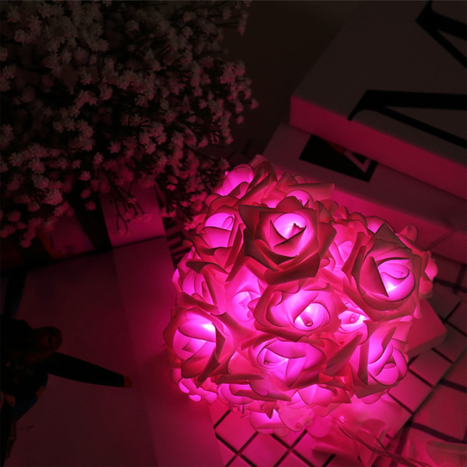 Dadiaei Clearance Rose String Lights, LED Rose Garland, Artificial ...