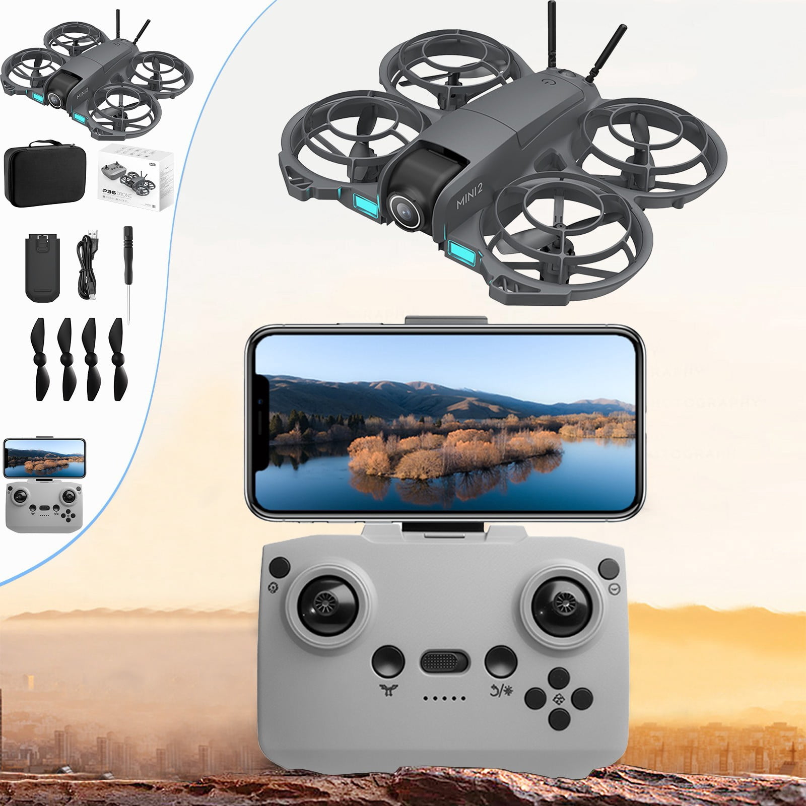 Dadiaei Drone with ESC Camera Remote Control 2.4 Inch Screen Headless ...